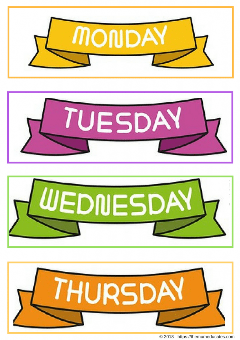 Days of the week flashcards, poster and activities - The Mum Educates