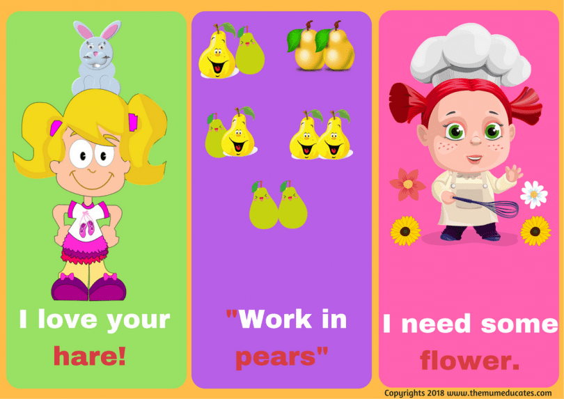 Year 2 Homophones Flashcards, Wordmat, Bookmarks & Worksheets