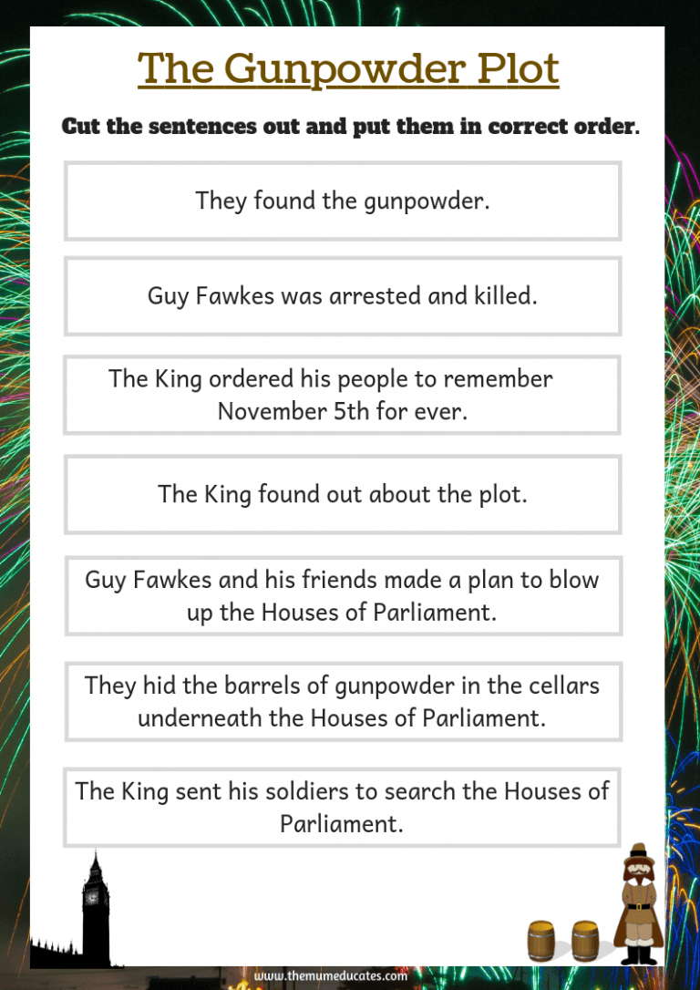The Gunpowder Plot Word Mat and Printable - The Mum Educates