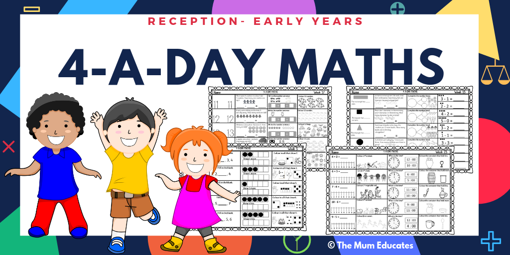 4-A-Day Maths Reception Book - Early Years - The Mum Educates