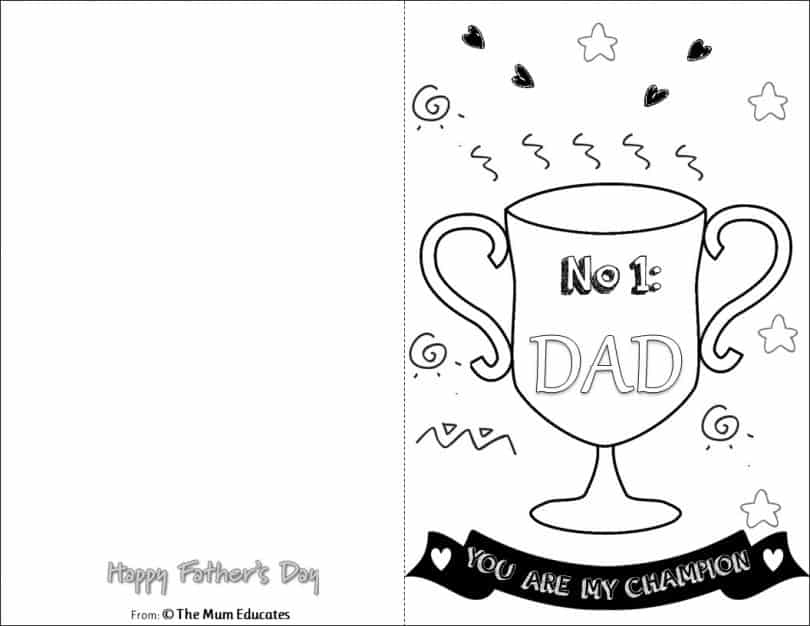 10 Free Father's Day Cards - Fun Colouring Cards - The Mum Educates