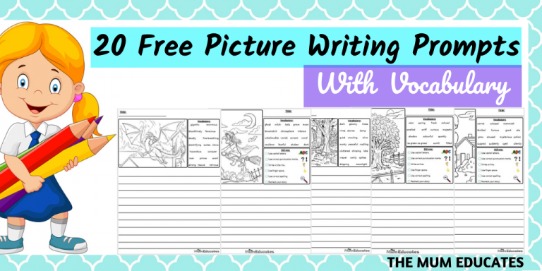 20 Free Picture Writing Prompts for kids with Vocabulary - The Mum Educates