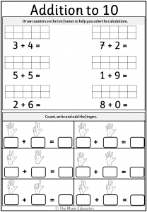 Free Addition Worksheets Year 1 - The Mum Educates