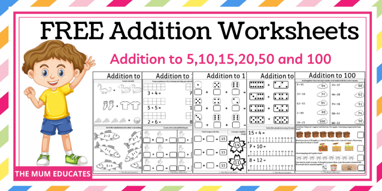 Free Addition Worksheets Year 1 - The Mum Educates