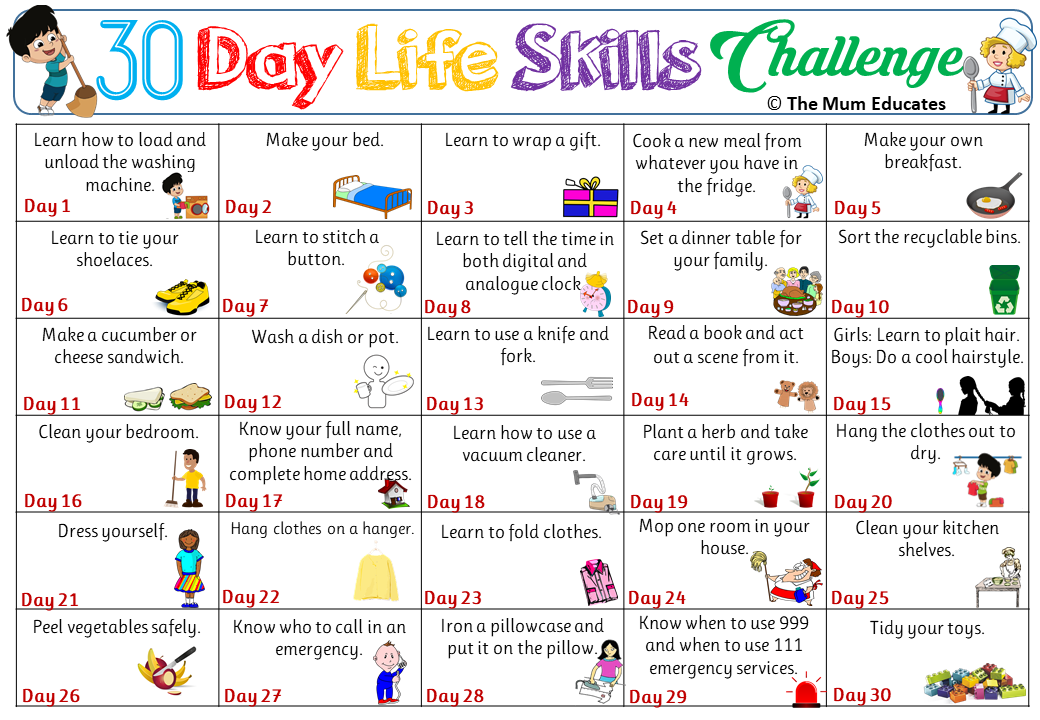 Printable Life Skills Checklist Printable Word Searches