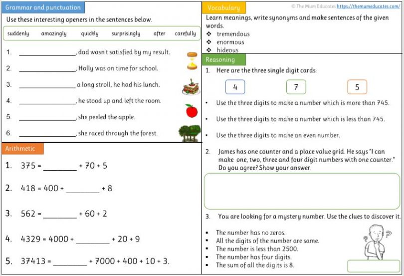 Free Year 4 Worksheets - The Mum Educates