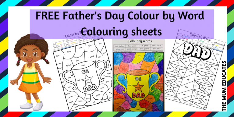 Father's Day Colour by word Colouring sheets - Free Printable - The Mum ...