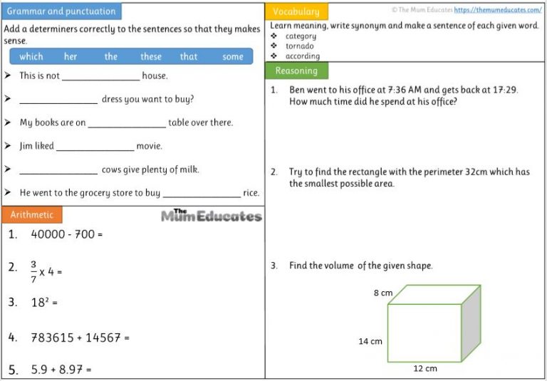 Free Year 5 worksheets - The Mum Educates