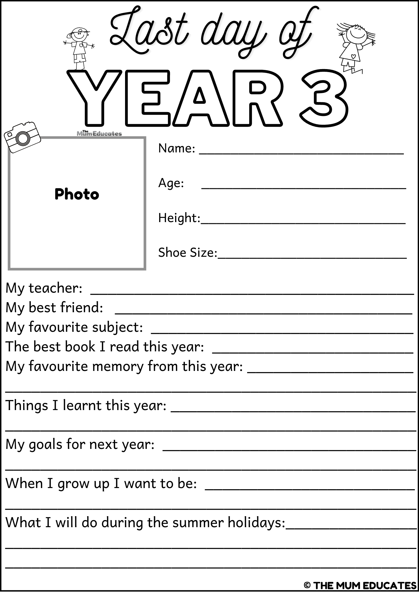 Free Printable Last Day of School Interview - The Mum Educates