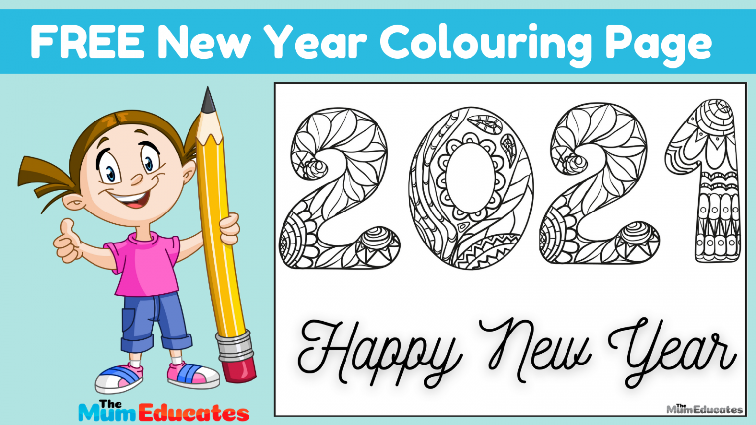 FREE - New Year Colouring Page 2021 - Mindfulness - The Mum Educates