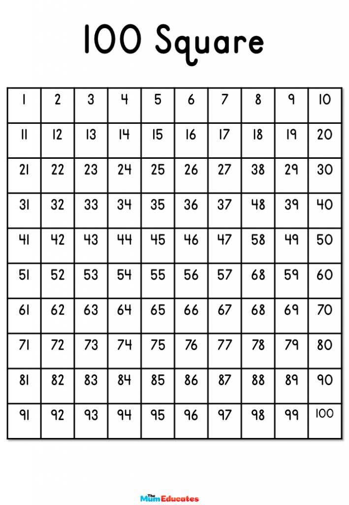 Free 100 Square Printable Teaching Resources The Mum Educates