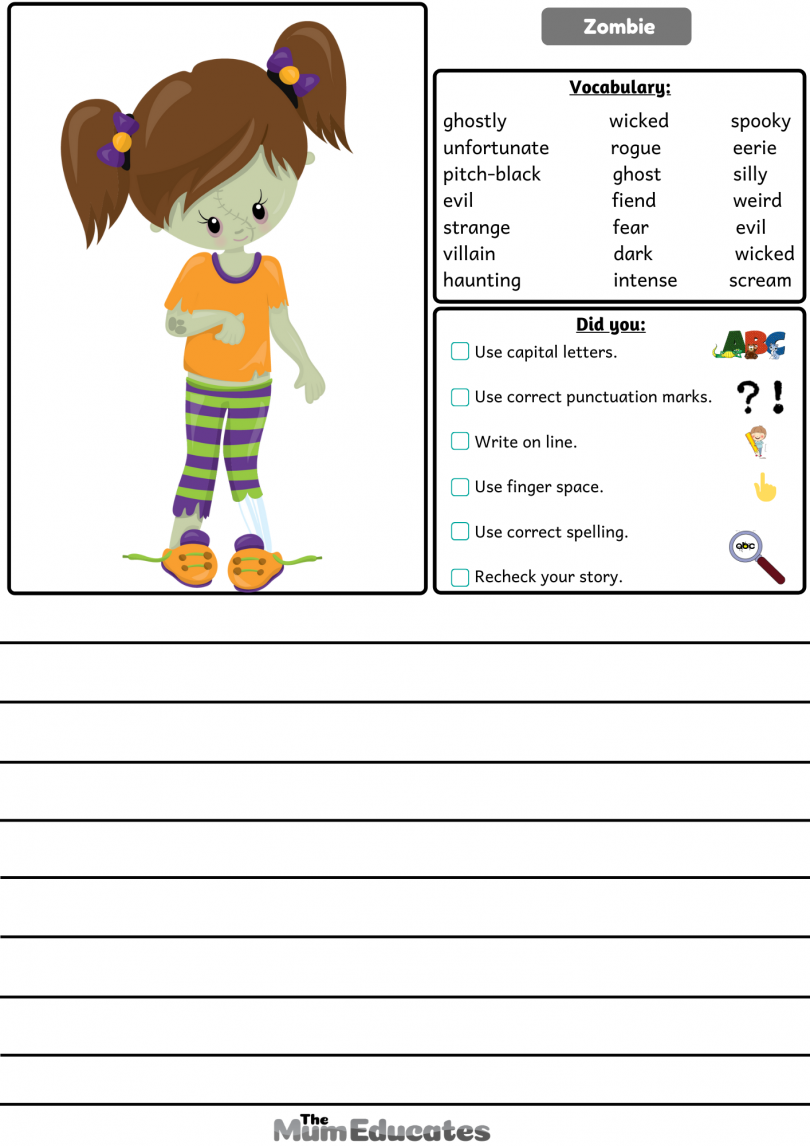 Free Halloween Character Description Writing Frames - The Mum Educates