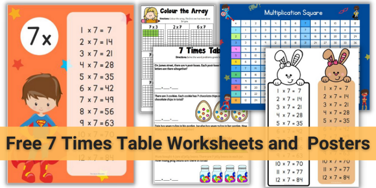 7 Times Table Chart - Display Poster - Worksheets - The Mum Educates