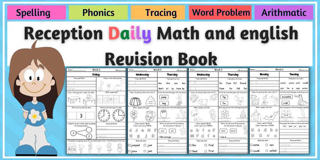 Daily Reception Maths and English Revision Book- Ages 4 - 6 - The Mum ...