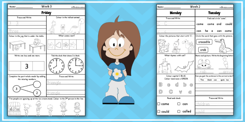 Daily Reception Maths and English Revision Book- Ages 4 - 6 - The Mum ...