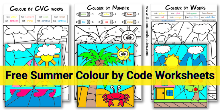 Free Summer Colour by Code Worksheets - The Mum Educates