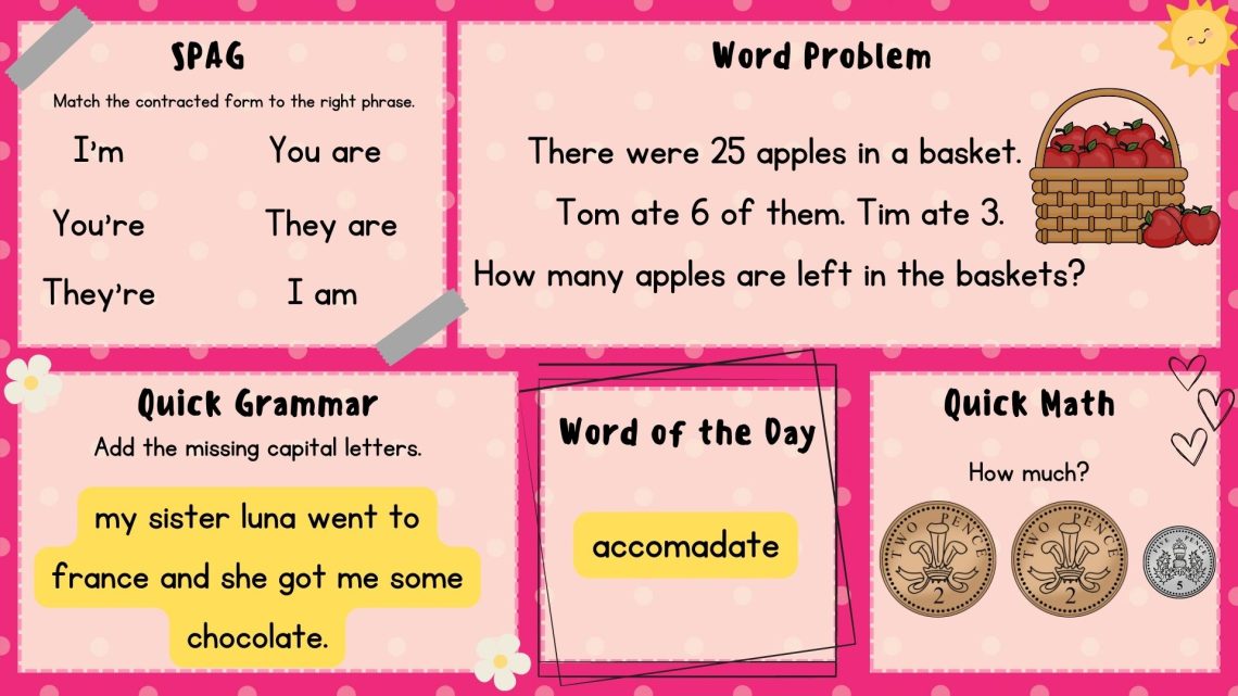 Year 2 Early Morning Work - FREE - The Mum Educates