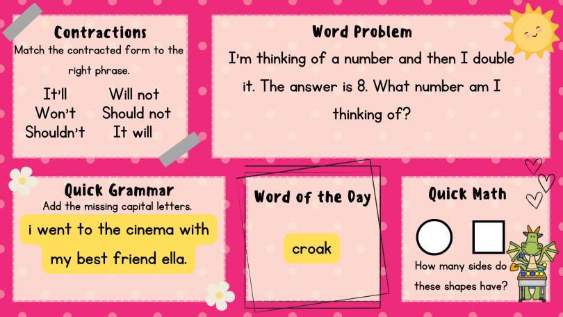 Year 2 Early Morning Work - FREE - The Mum Educates