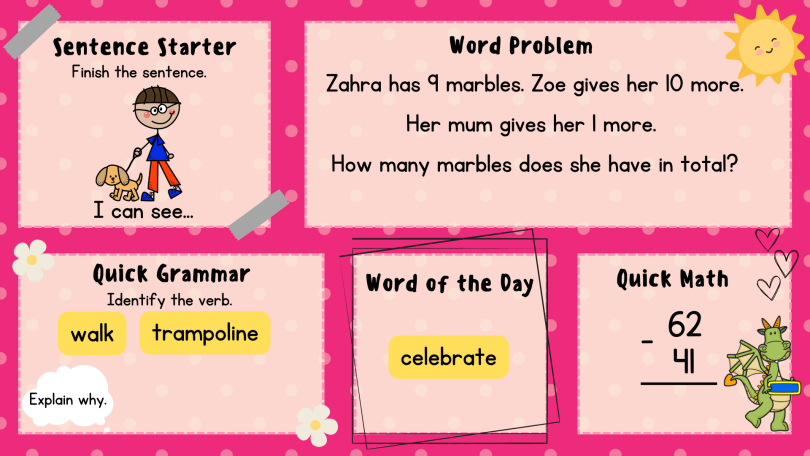 Year 2 Early Morning Work - FREE - The Mum Educates