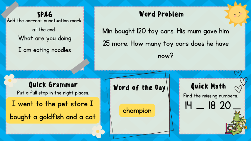 Year 2 Early Morning Work - FREE - The Mum Educates