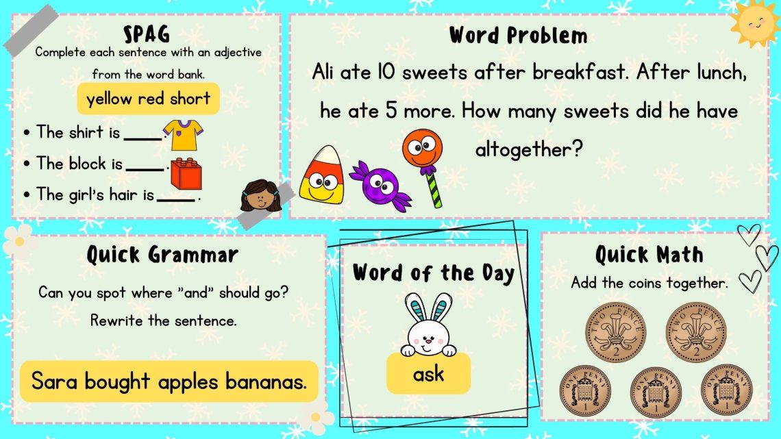 Year 1 Early Morning Work – FREE - The Mum Educates