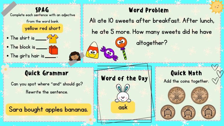 Year 1 Early Morning Work – FREE - The Mum Educates