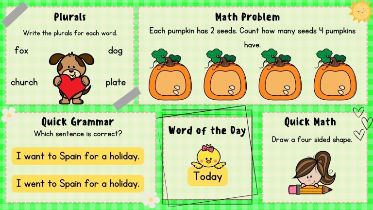 Year 1 Early Morning Work – FREE - The Mum Educates