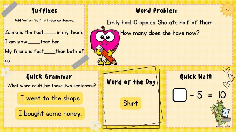 Year 1 Early Morning Work – FREE - The Mum Educates