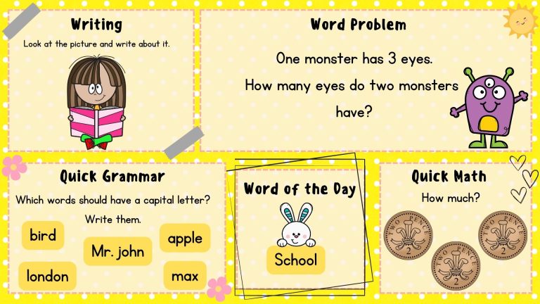 Year 1 Early Morning Work – FREE - The Mum Educates