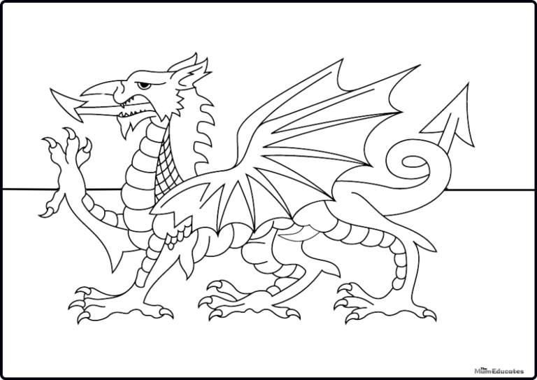 Free Welsh Flag Colouring Page - The Mum Educates