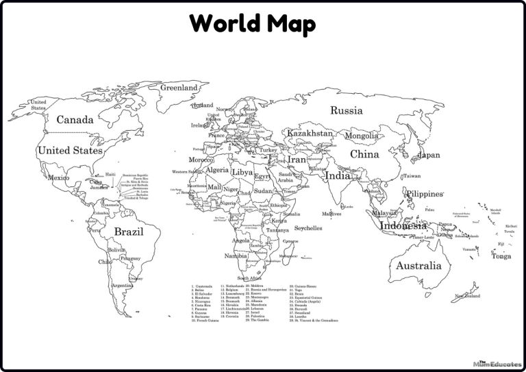 World Map Blank Printable - The Mum Educates