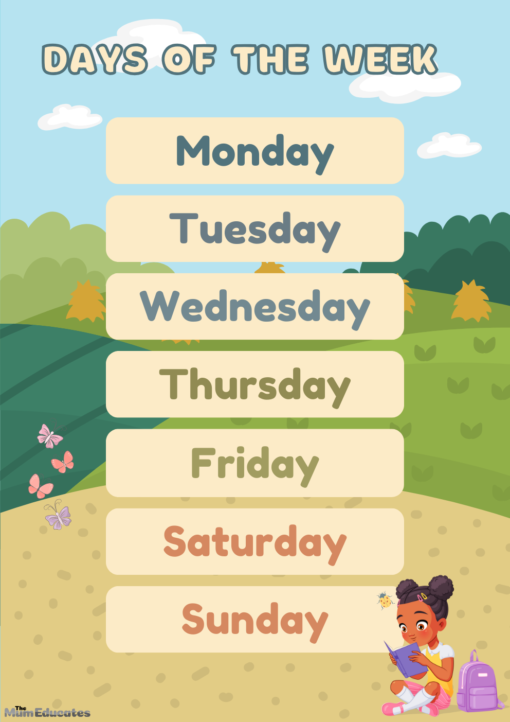 Printable Days of the Week - Free - The Mum Educates