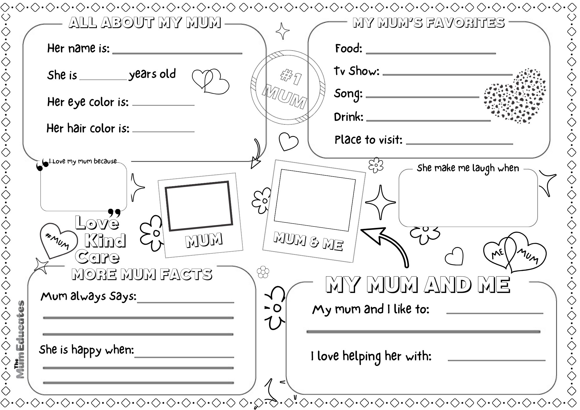 Free All About My Mum Worksheets - The Mum Educates