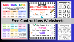 Contractions in Grammar Worksheets - FREE - The Mum Educates