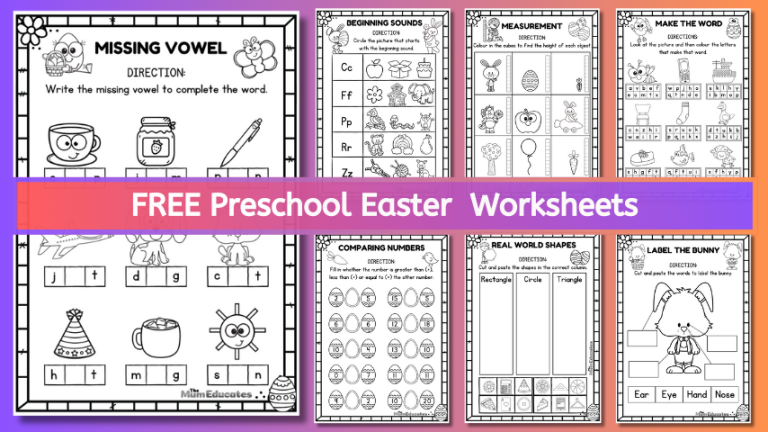 Free Preschool Easter Worksheets for Kids - The Mum Educates