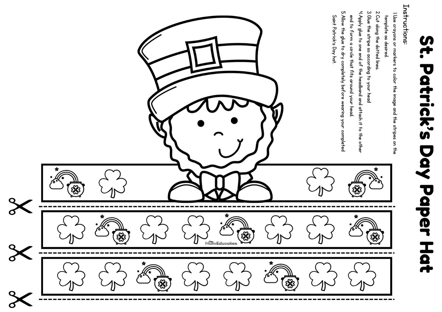 Free Saint Patrick's Day Crafts - Paper Hat Activity - The Mum Educates