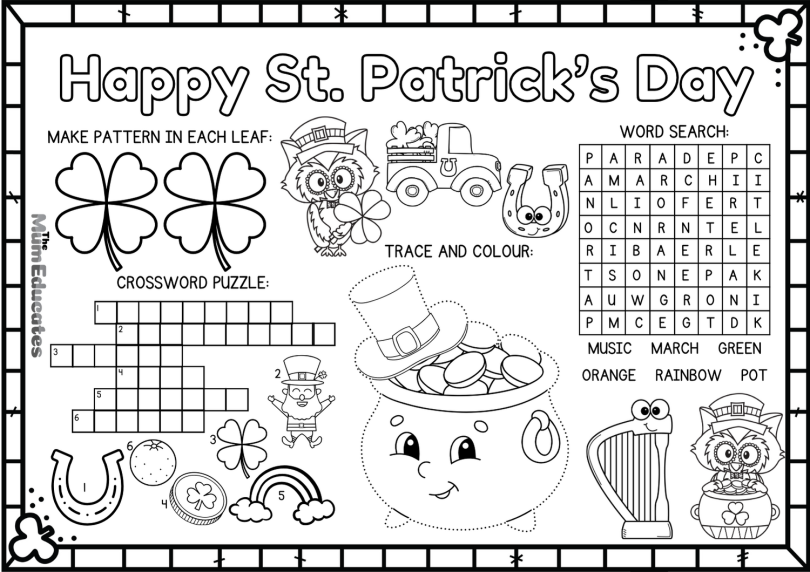 St Patrick's Day Kindergarten Worksheets - FREE - The Mum Educates