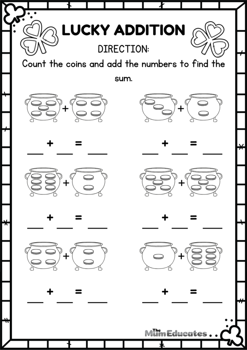 St Patrick's Day Kindergarten Worksheets - FREE - The Mum Educates