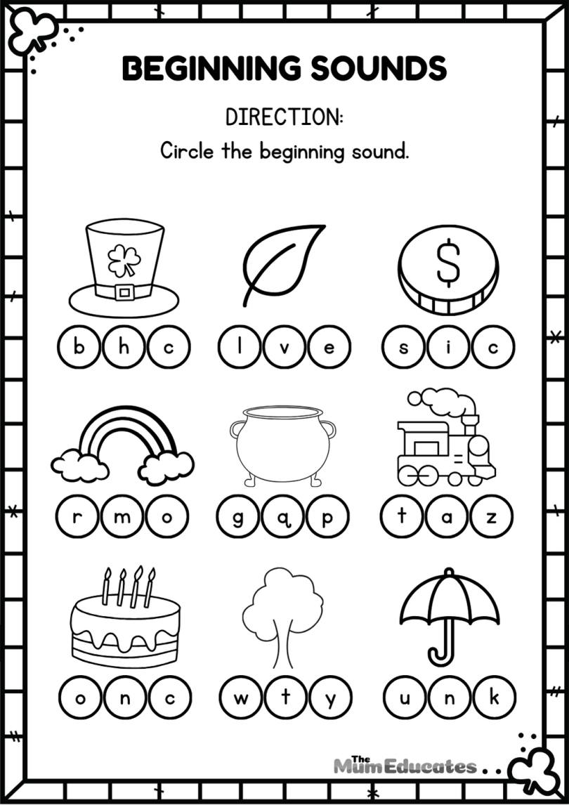 St Patrick's Day Kindergarten Worksheets - FREE - The Mum Educates