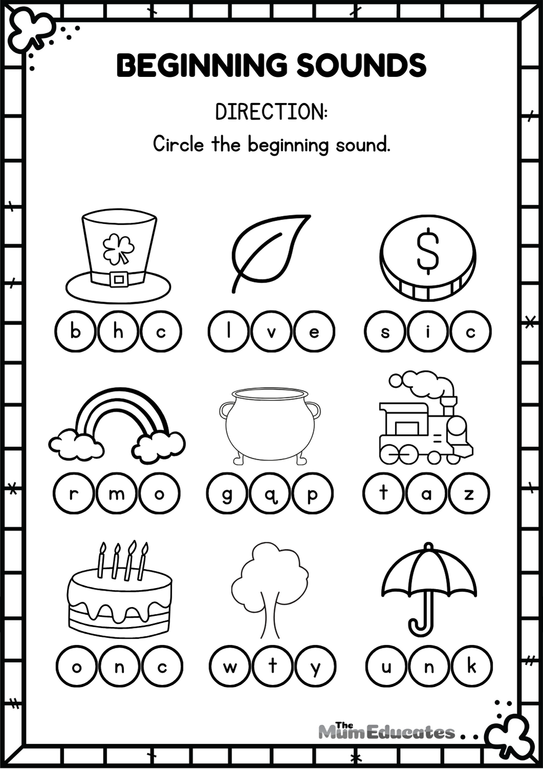 St Patrick's Day Kindergarten Worksheets - FREE - The Mum Educates