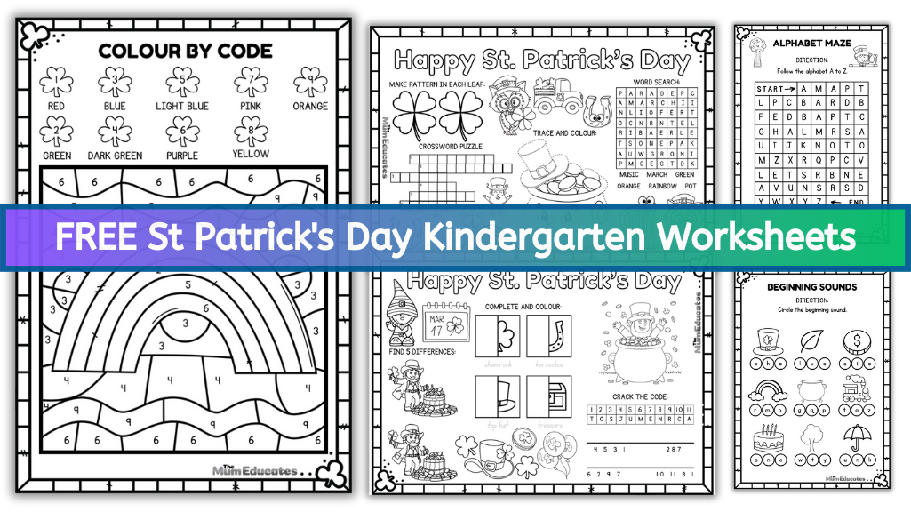 St Patrick's Day Kindergarten Worksheets - FREE - The Mum Educates