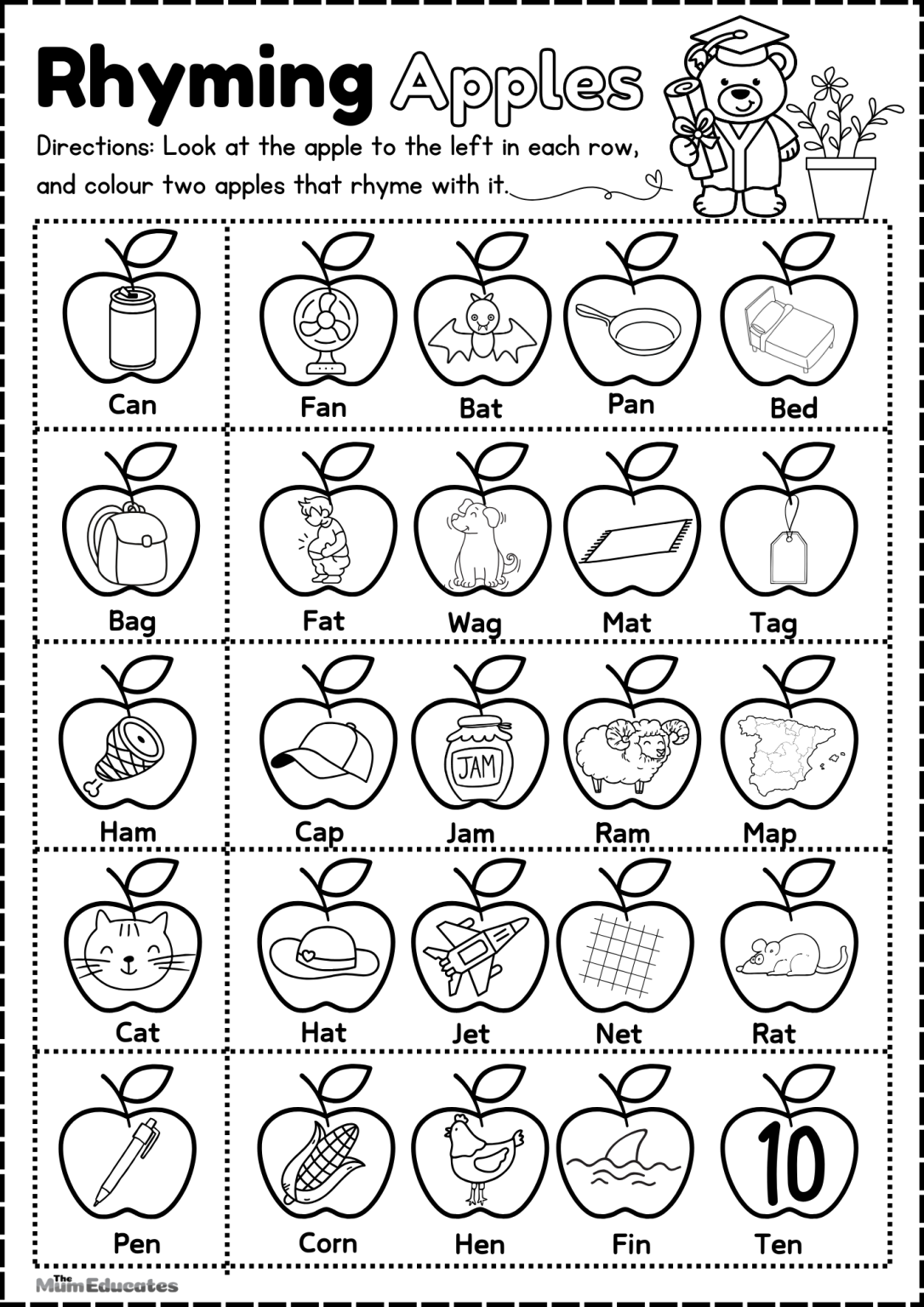 Free Rhyming Words Worksheets - The Mum Educates