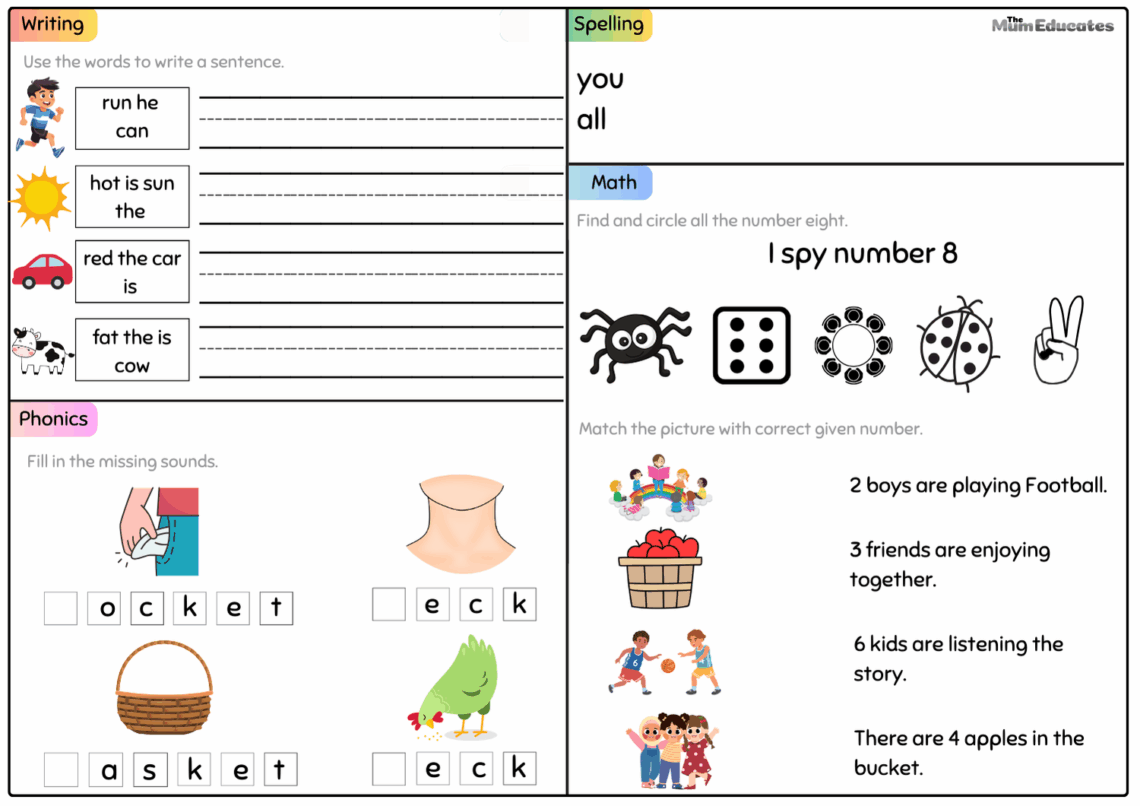 Reception Worksheets - The Mum Educates