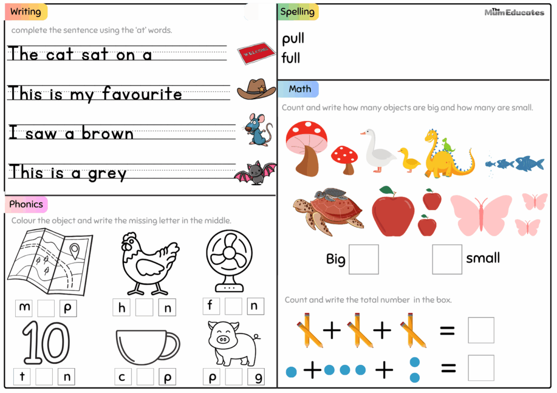 Reception Worksheets - The Mum Educates