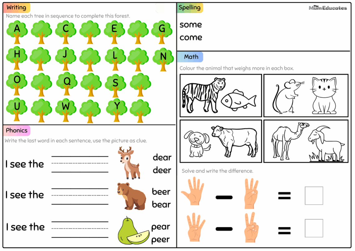 Reception Worksheets - The Mum Educates