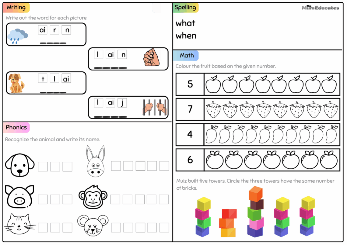 Reception Worksheets - The Mum Educates