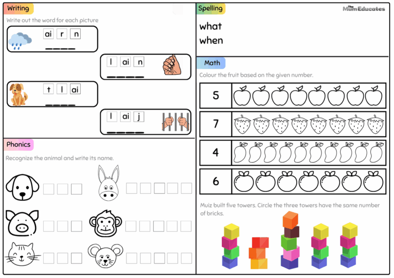 Reception Worksheets - The Mum Educates