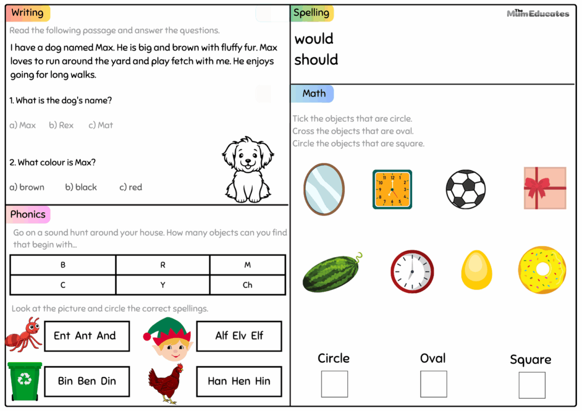 Reception Worksheets - The Mum Educates