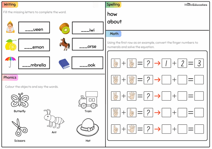 Reception Worksheets - The Mum Educates