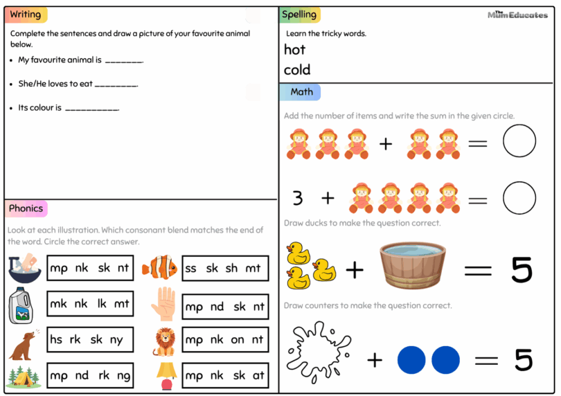 Reception Worksheets - The Mum Educates